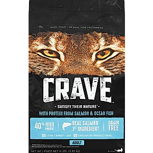 CRAVE Grain Free Adult High Protein Natural Dry Cat Food with Protein from Salmon & Ocean Fish 4 lb