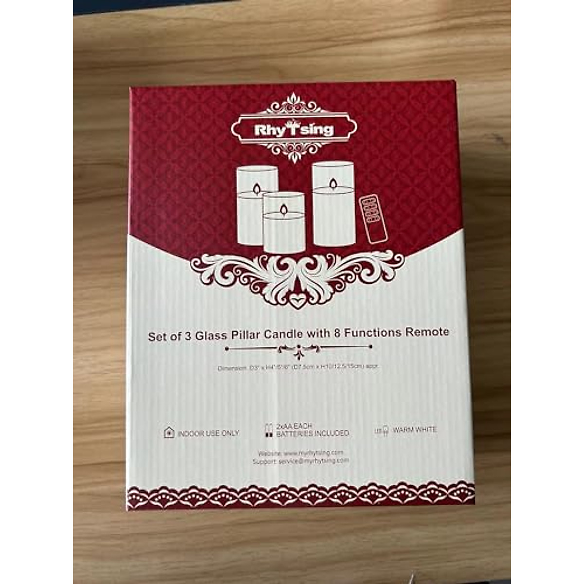 Rhytsing Gray Glass Battery Operated LED Candles with Remote, Flameless Candle Gift Set, Warm White Light - Include 6 Batteries