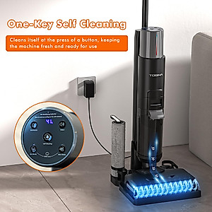 Tosima H1 Vacuum Mop Combo, Cordless Wet-Dry Vacuum Cleaner, Lightweight & Long Run Time, Great for Sticky Messes and Pet Hair, Space-Saving Design, Black