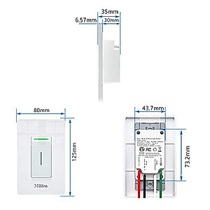 Smart Switch Smart Life Switch 2 Gang 2.4Ghz WiFi Smart Light Switch Compatible with Alexa and Google Assistant Touch Vibration Needs Neutral Wire