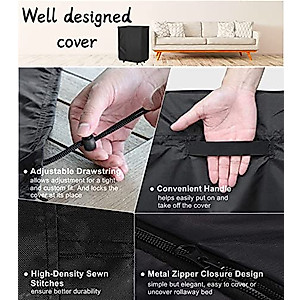 Folding Bed Storage Cover, Falezern 38 in Adjustable Rollaway Bed Cover, Waterproof and Dustproof, with Metal Zipper and Adjustable Drawstring, Thickened Storage Cover for Folding Cot Bed, Fold Up Bed