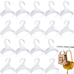 Maitys 18 Pcs Purse Hanger Hook Acrylic Bag Hanger Handbag Tote Bag Rack Holder Closet Organizer Storage for Backpacks Tote Holder Over The Closet Rod Hanger for Storing Handbags Satchels (White)