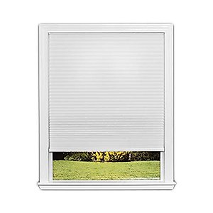 Redi Shade No Tools Easy Lift Trim-at-Home Cordless Cellular Light Filtering Fabric Shade White, 30" W x 64" L, (Fits windows 19"- 30")