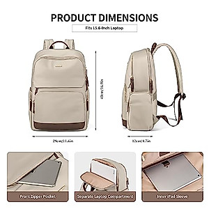 GOLF QUALITY Laptop Backpack for Women Casual Daypack Travel Work Computer Bookbag Fits 15.6 Inch Notebook (Apricot)