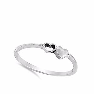 Cutout Heart Purity Promise Dainty Ring New .925 Sterling Silver Band Size 9