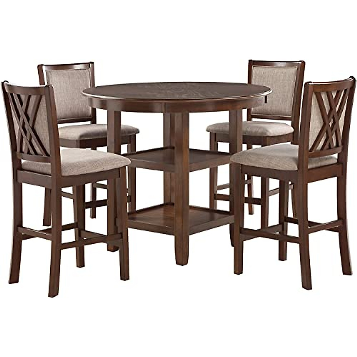 New Classic Furniture Amy 5-Piece Counter Dining Table Set, Cherry