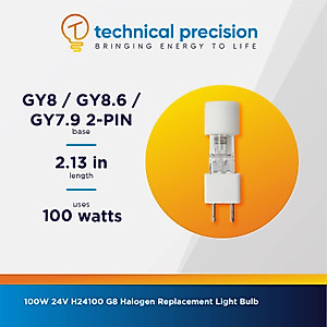 Technical Precision 24V 100W Halogen Lamp Overhead Surgical Light Bulb Replacement for DKK H24100 G8 Bulb Clear - 1 Pack