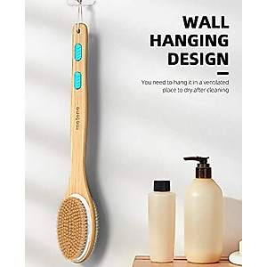 Metene 2 Pack Shower Brush with Soft and Stiff Bristles, Bath Dual-Sided Long Handle Back Scrubber Body Exfoliator for Wet or Dry Brushing
