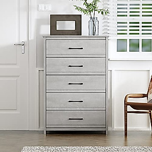 Galano Kellie 5 Drawer Dresser - Dressers - Dressers & Chest of Drawers - Dresser for Bedroom - Dresser Organizer - Tall Dresser - Wood Dresser - Ultra Fast Assembly - Dusty Grey Oak
