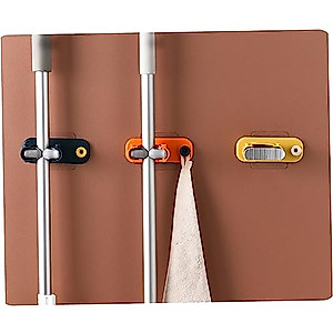 TOGEVAL 4pcs Wall Mounted Mop Hanger Storage Hangers Cleaning Mop Cleaning Tools Wall Mounted Clothes Hanger Broom Holder Broom Mop Holder Garage Utility Hooks Mop Rack Dustpan Hanger Blue