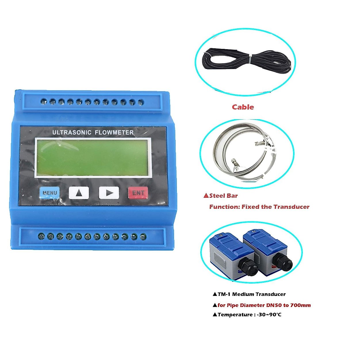 Ultrasonic Flowmeter Module Flow Meter TUF-2000M with TM-1 Transducer for Pipe Diameter DN50 to 700mm