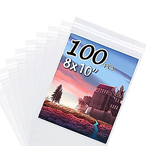 Somime 100 Pack Acid-Free Crystal Clear Sleeves Storage Bags for 8x10 Art Prints/Pictures/Photos/Framing Mat Mattes (Bag Size: 8 1/2” x 10 3/7”)