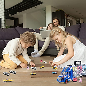 TAODUDU Toddler Toys Cars Kids Truck Transport Cars Boys Gift for Ages 3-8 Year Old,Transport Cars Carrier Set with 12 Die-cast Vehicles