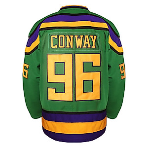 Phoneutrix Charlie Conway #96 Mighty Ducks Movie Hockey Jersey White Green (Green, Medium)