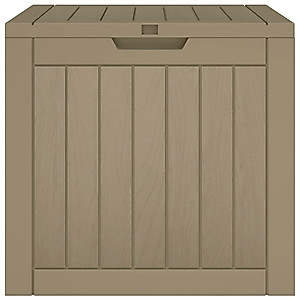 TIFITGO Asomie Patio Storage Box Light Brown 21.9"x16.9"x20.9" Polypropylene Indoor stockage bin home chest house tank Outdoor Furniture Outdoor Storage Boxes US Stock Fast Shipment Black