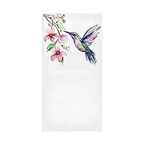 Flying Hummingbird Hand Bath Towel Spring Flowers Vintage Decor Kitchen Dish Cloth Guest Fingertip Towels Bathroom Holiday Decorative 16x30 Inch Home Washcloths for Spa Gym Sport Beach Yoga Salon Far