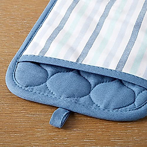 Martha Stewart Daisy Stripe Pot Holder Set 2-Pack, Blue, 7"x10"
