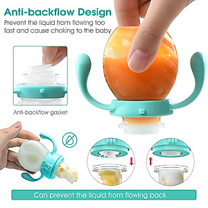 NCVI Baby Fruit Feeder | Fresh Food Pacifier | Silicone Teething Relief Toy, Appetite Stimulation for Feeding, BPA Free, 6 Replacement Nipple, 2Pack (Bear&Rabbit)