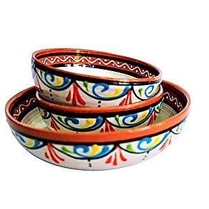 Canyon Cactus Ceramics Spanish Terracotta Set Of 3 Small Dipping Bowls, White
