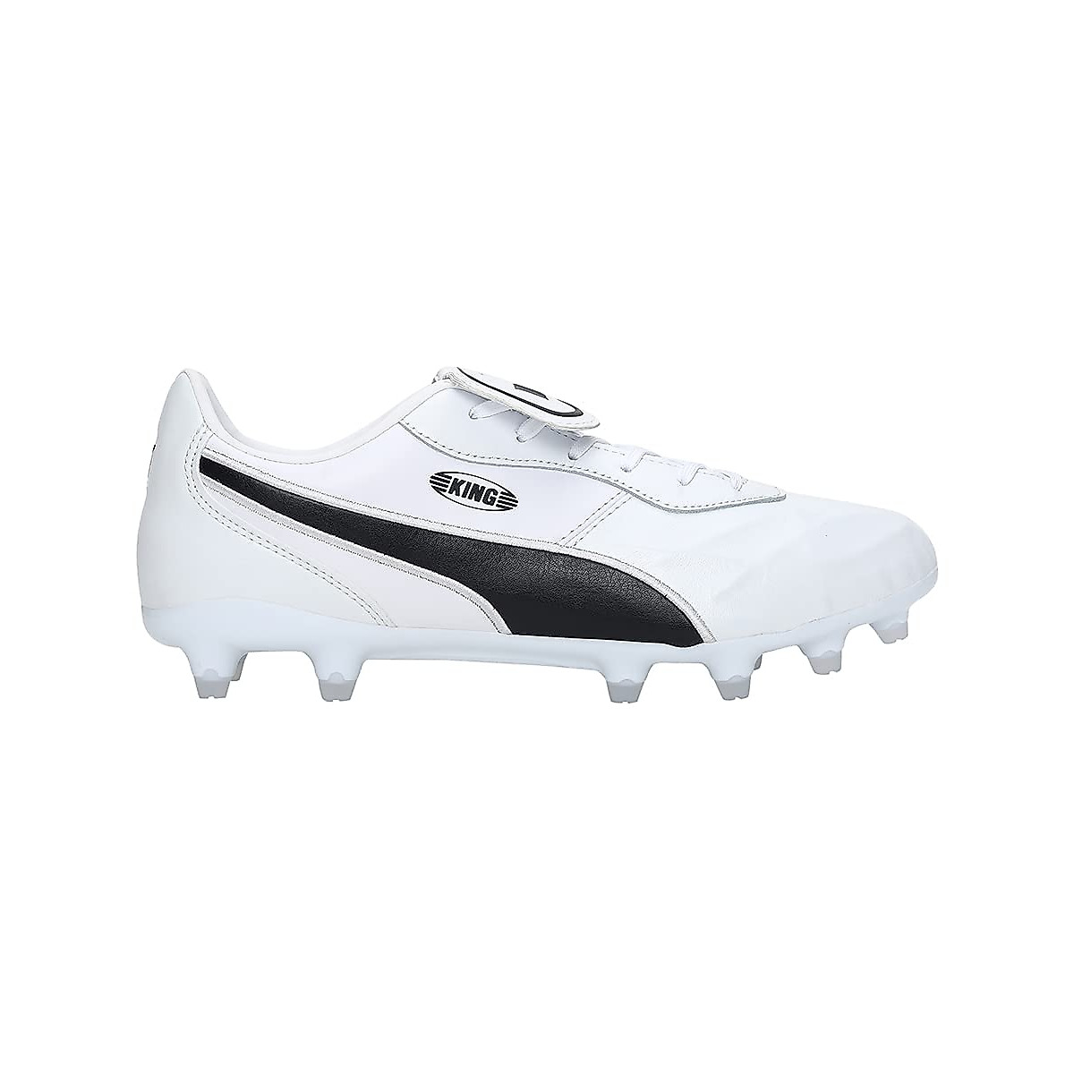 PUMA Men's KING TOP FIRM GROUND Soccer Cleat, Puma White-Puma Black-Puma White, 12