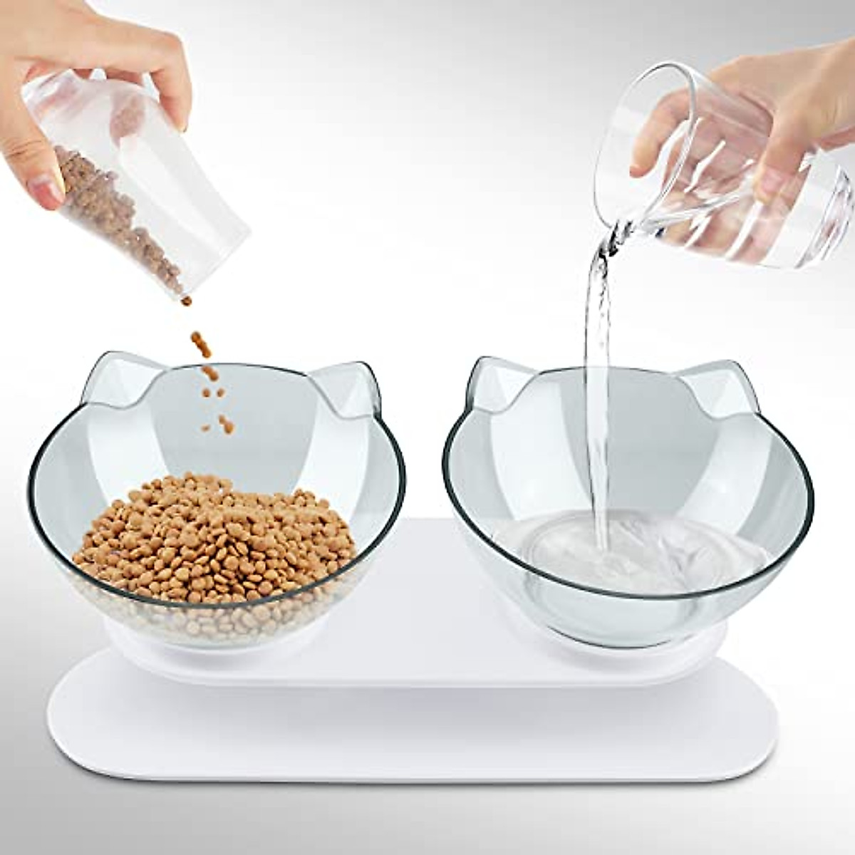 Double Cat Bowl with Raised Stand Pet Food Bowl Perfect for Cats and Small Dogs