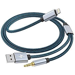 GobbaGoods Lightning to 3.5mm Aux Cord Audio Jack 2 in 1 Charging Audio Cable Works with Car Stereo Speaker Headphone Car Charger to 3.5mm Stereo Aux Cable Compatible with 13 Pro/12/11/X/8/7 3.3FT