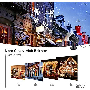 Christmas Clearance White Snowflake Outdoor Projector Light Waterproof with Remote Decorative Snowfall Lighting for Xmas/Party/House