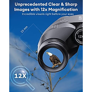New 2023 12x25 Compact Binoculars for Adults Kids with Low Light Night Vision - Waterproof Easy Focus Binoculars for Hunting Bird Watching Outdoor Travel Sport Games - Large Eyepiece