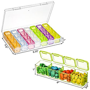 Tosnail 12 Pack 28 Grids Plastic Craft Organizer Case, Diamond Storage Box Containers with 588 Pieces Stickers - Great for Sewing, Crafting, Beading, Nail Art Rhinestones, Jewelry, Embroidery