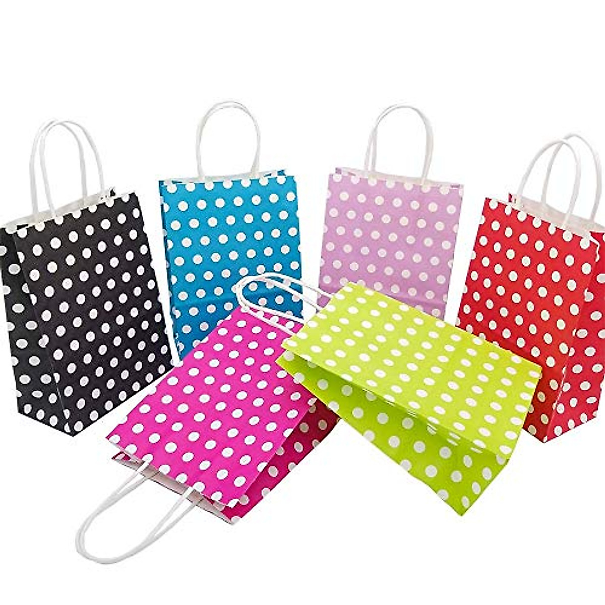 ADIDO EVA Small Polka Dot Gift Bags Black Kraft Paper Bags with Handles for Party Favors (8.2 x 6 x 3.1 In 12 PCS)