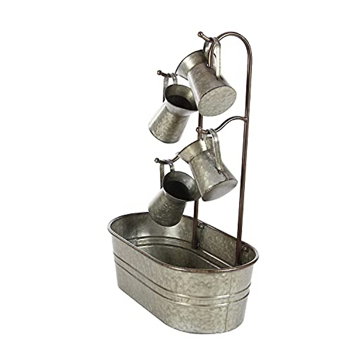 Deco 79 Metal Fountain with Watering Cans, 24" x 13" x 34", Gray