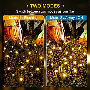 Solar Garden Firefly Lights, 𝐔𝐩𝐠𝐫𝐚𝐝𝐞𝐝 Solar Swaying Lights, Starburst Landscape Path Lights Waterproof, Outdoor Solar Powered Firefly Lights for Sidewalk Pathway Yard Patio Decoration, 4 Packs