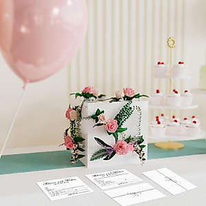 LATTYSY Wedding Advice Cards and Box Set-50pcs Wedding Advice Cards for the Mr and Mrs 1pcs Wedding Memory Box for Bridal Shower Decor, Essential Wedding Decorations for Bride and Groom