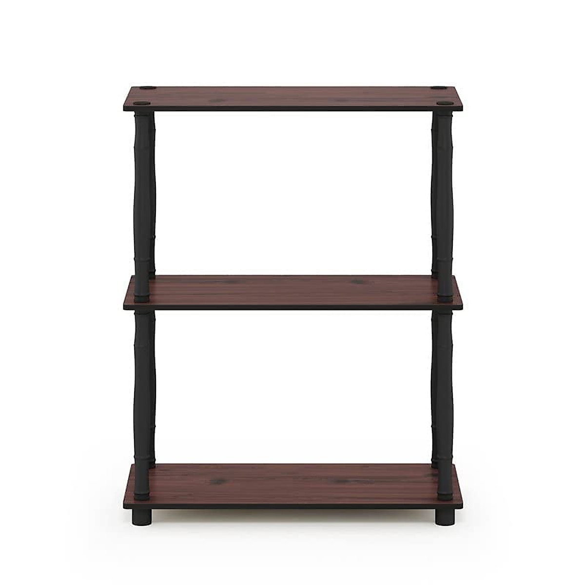 Furinno Turn-N-Tube 3-Tier Compact Multipurpose Shelf Display Rack with Classic Tube, Dark Cherry/Black