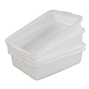 AnnkkyUS 4-pack Bus Tubs Commercial, 8 L White Plastic Wash Basin Bus Box