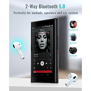 Pecsu MP3 Player with Bluetooth and WiFi 5 inch MP3 Player for Kids with Parental Controls,Supports APP Store,Fm Radio,Browser,Spotify Music Player,YouTube,Voice Recorder Supports up to 1TB(G5)