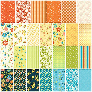 Sandy Gervais Here Comes The Sun 10"" Stacker 42 10-inch Squares Layer Cake Riley Blake 10-14810-42, Assorted