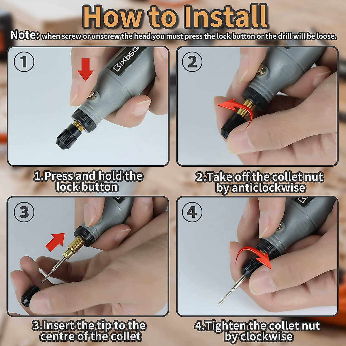 63pcs Cordless Rotary Tool, Mini Power Rotary Tool, 5-Speed and USB Charging 3.7V Rotary Tool Kit with 62 Accessories for Sanding, Polishing, Drilling, Etching, Engraving, DIY Crafts 1