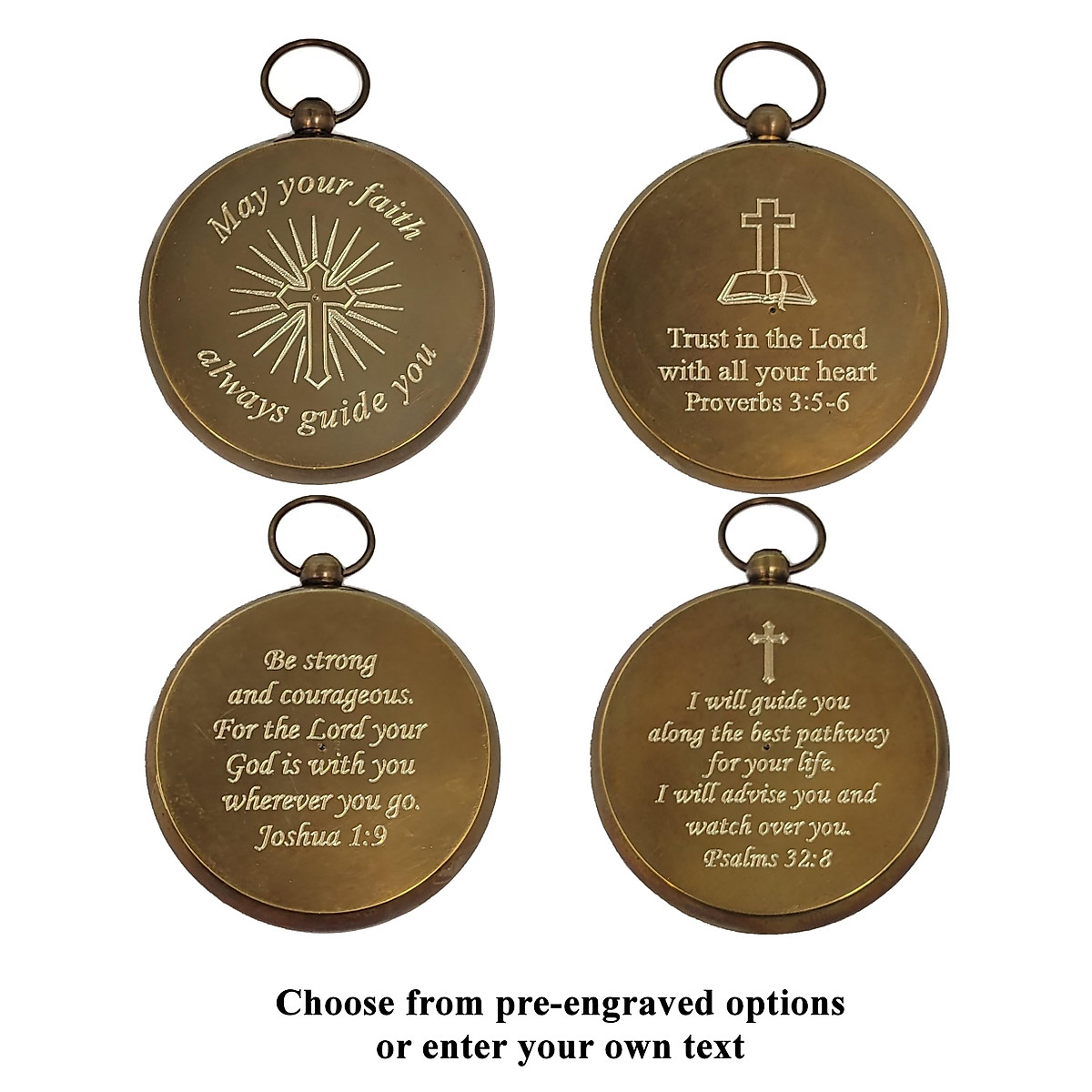 Engraved Compass for Son, Grandson | Personalized Baptism Gifts for Boys | Graduation Gift for Him (Design My Own)