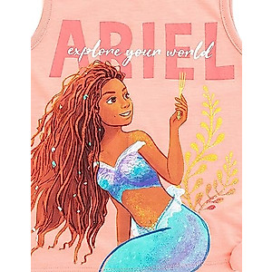 Disney Princess Ariel Little Mermaid Live Action Movie Little Girls Tank Top and Twill Shorts Outfit Set Tie Dye Pink 7-8