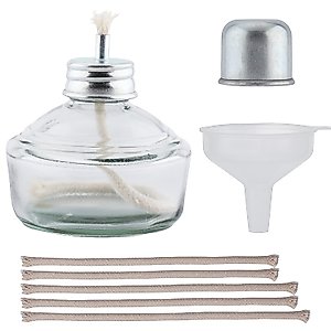 Dental Alcohol Lamp Glass Alcohol Burner Lamp Bunsen Burner with Metal Cap Dental Lab Equipment Heating 150ml with 5 Free Replacement Wicks & Funnel