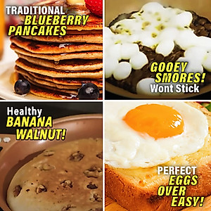 Fonzci Frying Pan Non-Stick, Easy-To-Clean, Double-Sided Flips Design Double Sided Frying Pan Pancake Pan Household Kitchen Cookware