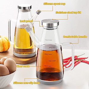 Large High Borosilicate Glass Oil Bottle for Cooking,25floz Oil and Vinegar Dispenser Cruet with Non-Slip Silicone Base,Big Kitchen No Drip Liquid Container for Olive Oil,Soy Sauce,Syrup (750ml)
