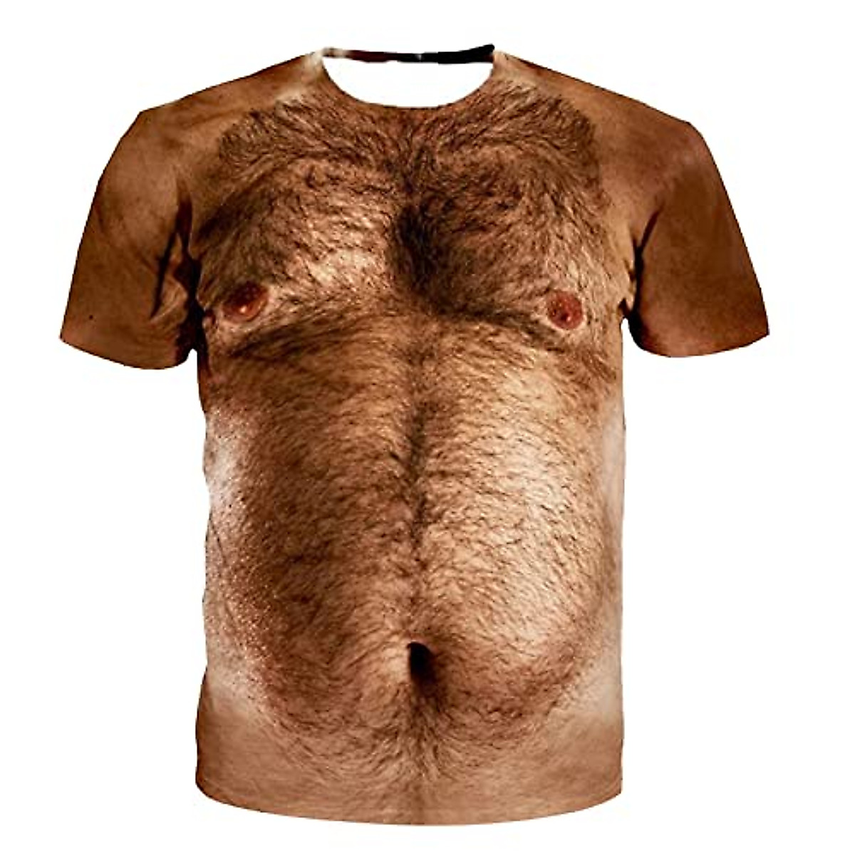 Novelty Tops for Mens Fashion 3D Muscle Printed T-Shirt 2023 Casual Summer Tees Short Sleeve Pullover Blouse for Men Brown