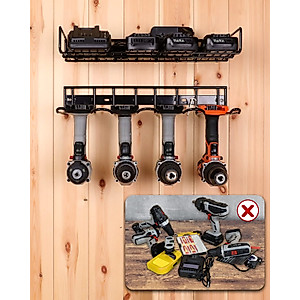 UNITEDPOWER Wall Mounted Power Tool Organizer Holder, Heavy Duty Utility Storage Rack for Battery Powered Hand Tools, Cordless Drill Rack and Tool Shelf Compact Design, Drill Rack With Tool Shelf