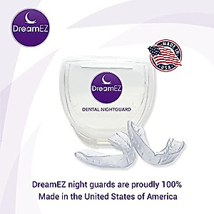 DreamEZ Custom Night Guards for Teeth Grinding, 2 Pack with Mouth Guard Case, USA Made, Mouth Guard for Clenching Teeth at Night, TMJ, Bruxism NightGuard - Moldable-Fit Dental Guard