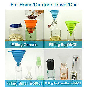 4 Different Sizes Kitchen Funnel, Funnels for Filling Bottles, Food Grade Silicone Collapsible Funnel, Premium Canning Funnel/Food Funnel, Large Funnel for Wide Mouth Jar, Medium/Small/Mini Funnel Set