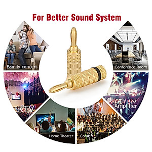 WGGE WG-3333 24k Gold Plated Speaker Banana Plugs-Closed Screw Type (10 Pairs (20 PLUGS))