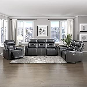 Lexicon Edelweiss Power Double Reclining Loveseat, Dark Gray