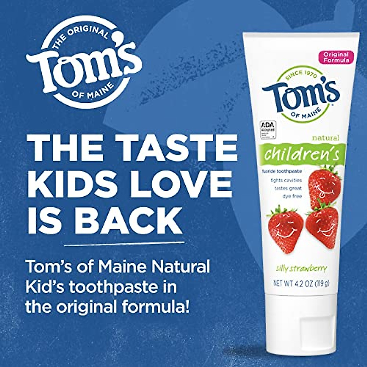 Tom's of Maine Natural Kid's Fluoride Toothpaste, Silly Strawberry, 5.1 oz. 2-Pack (back in original formula)